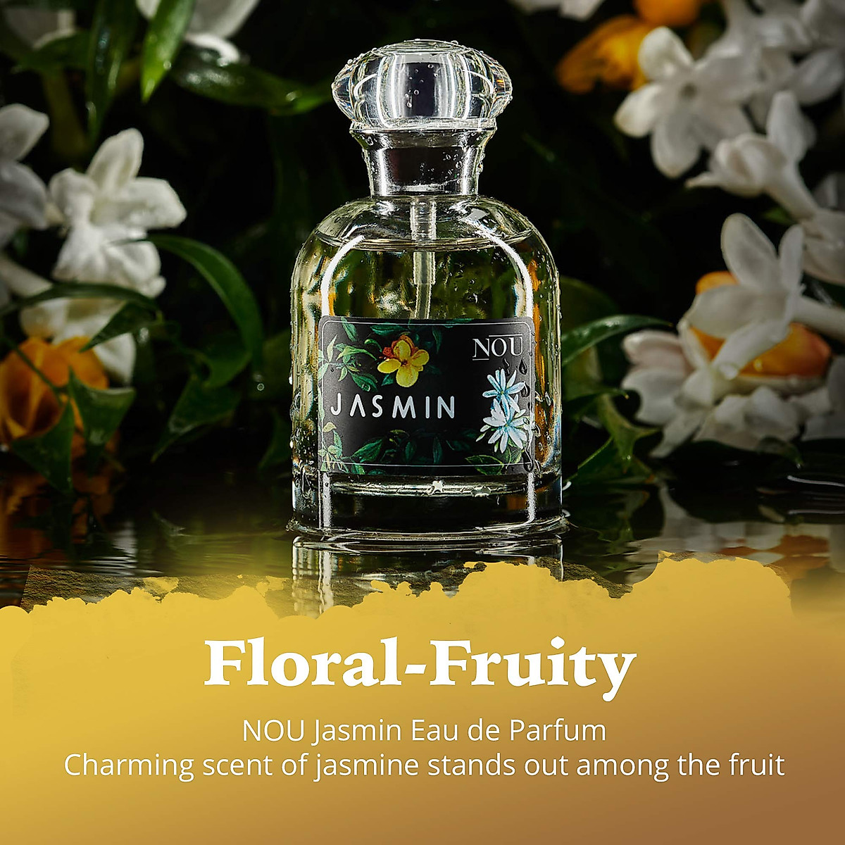 NOU Jasminum Floral Perfume with Sweet Fruity Notes Natural Perfume for Women with Essential Oils Fresh Smelling 1.7 fl oz EDP