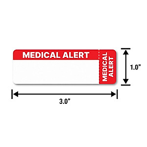 300 Labels, Red, Medical Alert Stickers for Folder File Charts - MAP6270 Blank Labels (3 x 1 Inch) Emergency Rooms/Veterinarians/Medical Recorders