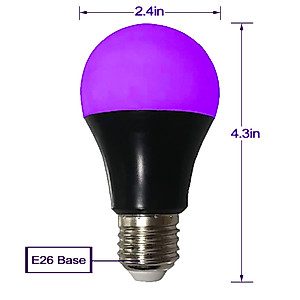 CICINY UV LED Black Light Bulbs 2 Pack, A19 E26 8W Blacklight Bulb for Glow in The Dark, UVA Level 385-400nm, Blacklight light bulbs for Parties Body Paint Fluorescent Poster Pet Stains