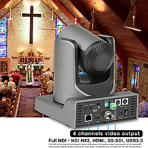 Prisual NDI HX3 PTZ Camera 30x Full HD Live Streaming Auto Tracking Camera with HDMI/3G-SDI/USB and NDI HX3 60P Outputs (NDI HX3 & Full NDI Optional)