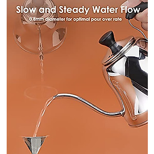 Chefbar Tea Kettle for Stovetop, Barista's Choice Gooseneck Pour Over Coffee Kettle with Flow Control, Food Grade Stainless Steel Water Kettle, Tea Pot for Home & Kitchen Small Tea Kettle 28oz, Silver