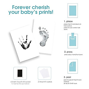 Pearhead Baby Memory Book, First 5 Years Baby Milestone Book, Pregnancy Journal, Newborn Baby Girl or Baby Boy Keepsake, With Clean-Touch Ink Pad For Baby's Handprint or Footprint, Gray Chevron
