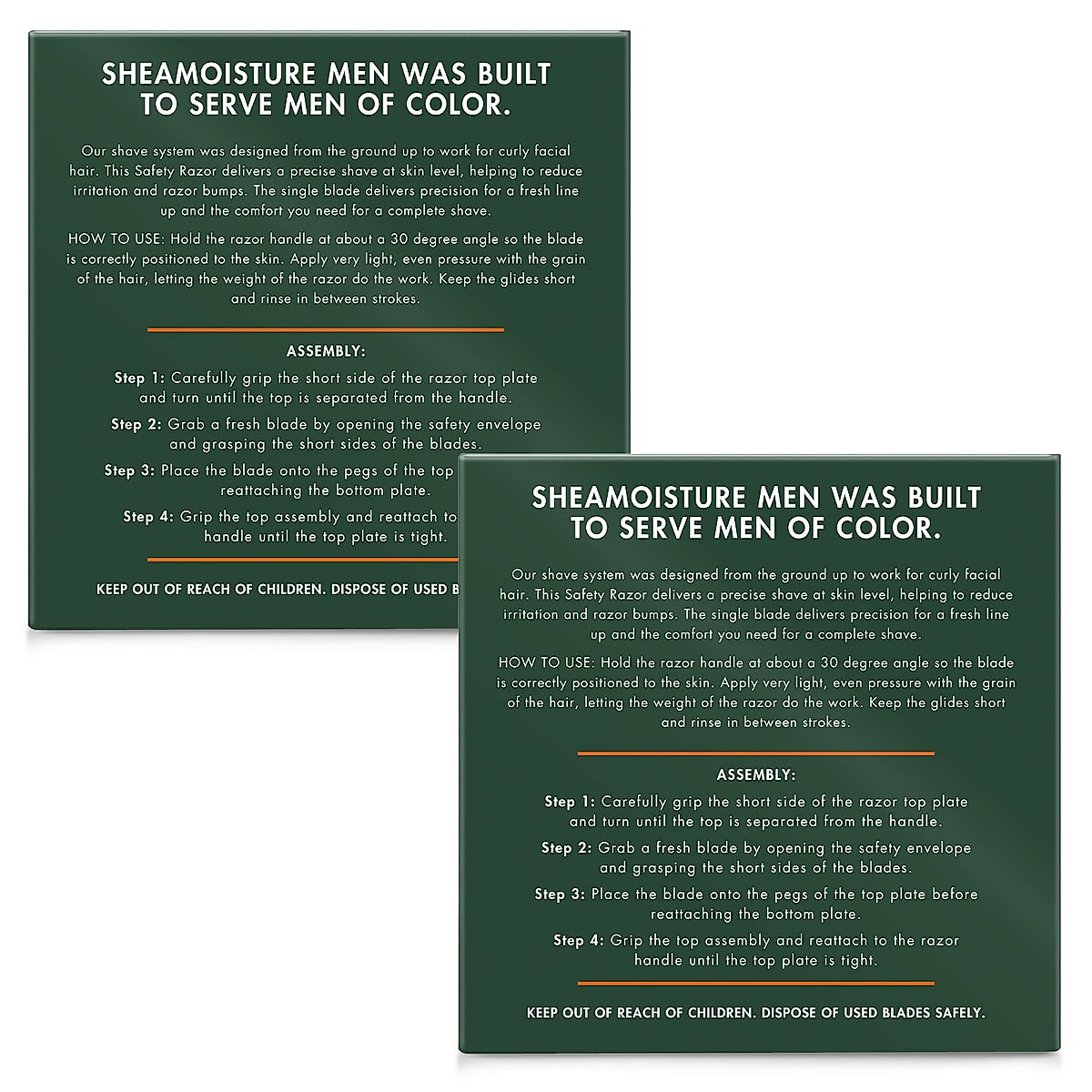SheaMoisture Men, Double Edge Razors for Men to Refill Double Edge Safety Razor, Platinum Coated, Stainless Steel, Individually Wrapped, 2 Pack - 10 Razor Blades per Box