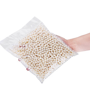 Makeup Beads for Brushes, Art Faux Pearls, HBlife 1100-Piece Round Pearl Beads to Hold Makeup Brush, Lipstick, Mascara, Eyeliner, 8mm (Beige)