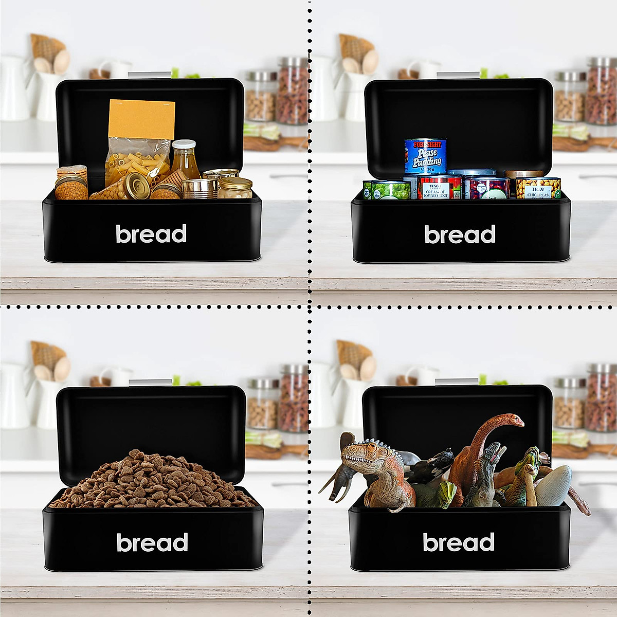 E-far Vintage Black Bread Box - Keep Breads Fresh