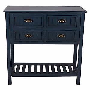 Decor Therapy Bailey Bead Board 4-Drawer Console Table, Antique Navy