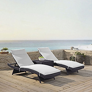 Crosley Furniture Biscayne Reclining Wicker Outdoor Chaise Lounge Chair for Patio, Deck, Backyard, Poolside, White