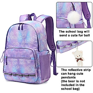 CAMTOP Backpack for Girls Luminous Water Resistant Lightweight School BookBag Casual Daypack for School Travel Hiking (Purple Butterfly)