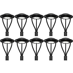 OPENLUX 10 Pack 60W LED Post Top Light with Dusk to Dawn Sensor, DLC ETL Listed 8400Lm IP65 Waterproof Outdoor Pole Light Fixture for Garden Yard Street Lighting AC100-277V