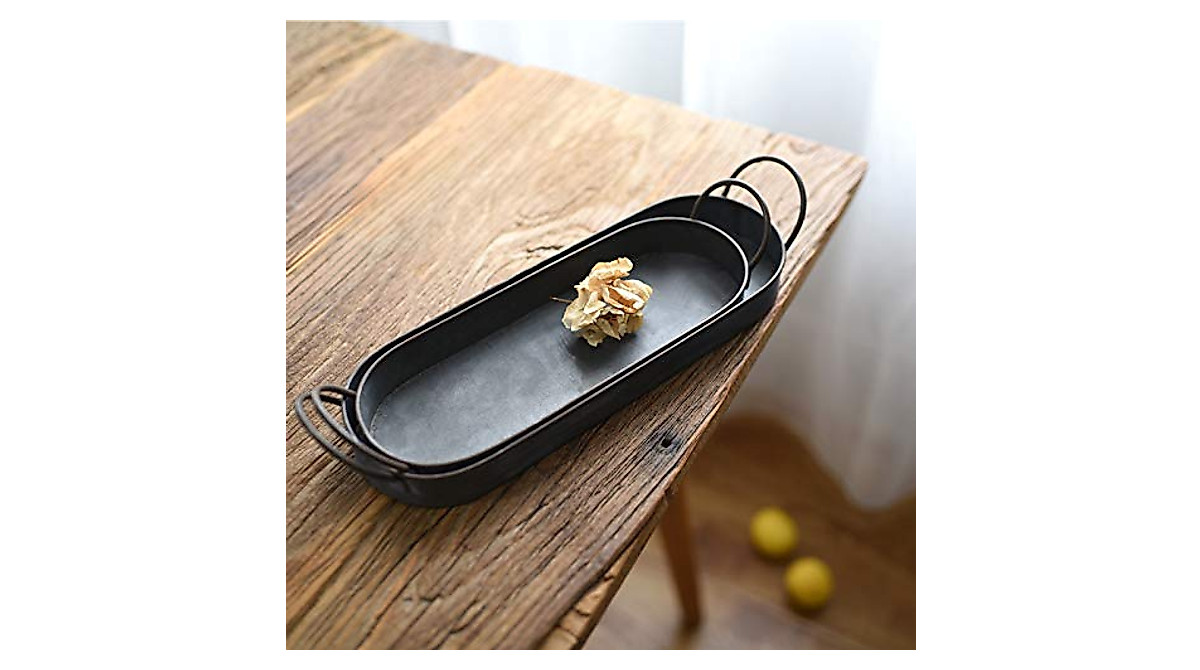 Rustic Galvanized Tray Set - Farmhouse Decor & Versatile Serving Trays