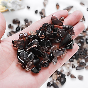 Runyangshi Natural Stones Irregular Shaped Small Tumbled Chip Gravel Crushed Gemstone Home Garden Fish Tank Decoration (Smoky Quartz, 9-12)