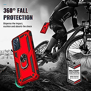 LONUO Phone Case Cover Compatible with Oppo Reno 6 5G Case Mobile Phone with Magnetic Holder Case, Heavy Duty Shockproof Protection Compatible with Oppo Reno6 (5G) Bags Sleeves (Color : Vermelho)