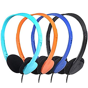 CN-Outlet Kids Headphones for Classroom in Bulk Multi Colored 5 Pack, Wholesale Children On-Ear Headset Perfect for Schools, Student, Libraries, Computer Lab, Testing Centers (5Pack)