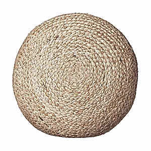 Decor Therapy Round Braided Natural Jute Woven Pouf Ottoman, 19" x 10"