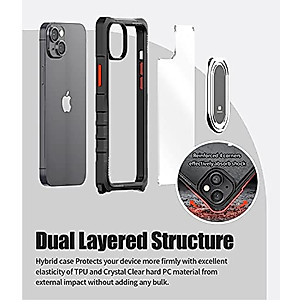 GOOSPERY Z Bumper 360° Sturdy Kickstand Ring Holder Crossbody Compatible with iPhone 14 Plus Case [Strap Included] Dual Layer Structure TPU EdgeClear Cover with Strap, Black