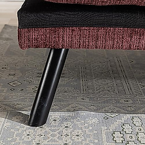 Sofa Bed Futon Couch Convertible Loveseat Sleeper Comfy Foldable Lazy Sofa Small Futons with Adjustable Back Armless Sofabed for Small Spaces, Chenille, Wine Red