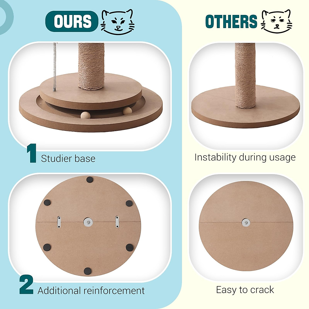 Aplatho Scratching Posts for Indoor Cats Adults - 33.2" Tall Cat Scratching Post with Sisal Rope - Cute Kitten Cat Tree Scratching Post with Interactive Ball Track