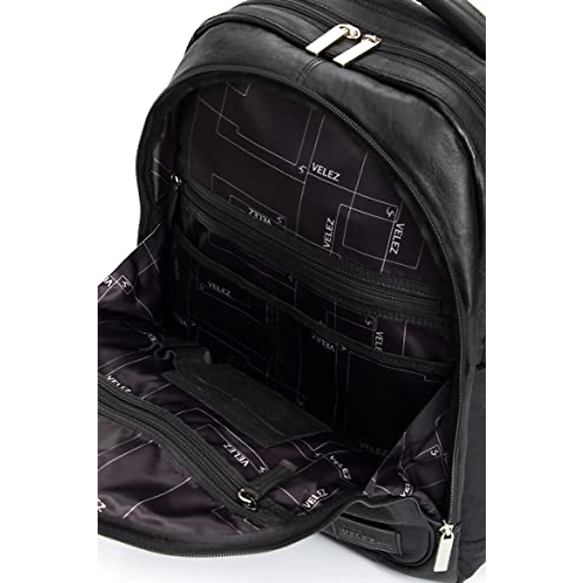 VELEZ Water Resistant Leather Backpack + Wallet with Matching Key Fob Gift Set