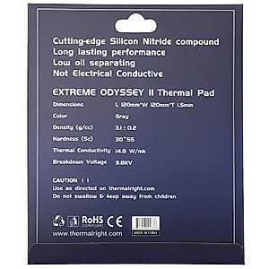 Thermalright Thermal Pad Odyssey II 14.8 W/mK Silicone Non Conductive Heat Dissipation Silicone Pad for PC Laptop Heatsink/GPU/CPU/LED Graphics Card Motherboard Silicone Grease Pad Multi-Size(1.5mm)