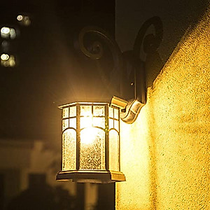 OUUED European Wall Light Outdoor Waterproof Glass Wall Lamps E27 European Vintage Metal Aluminum Retro Industrial Outside Wall Sconce Balcony Door Aisle Garden Home Lighting Wall Lights