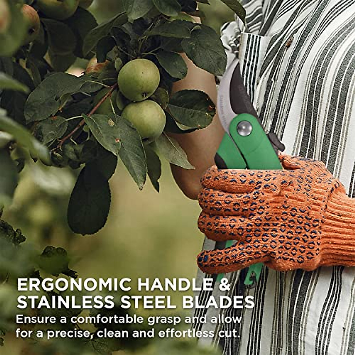 Nevlers 8" Bypass Pruning Shears for Gardening | Garden Shears with Stainless Steel Blades & 8mm Cutting Capacity| Professional Garden Scissors |Heavy Duty Gardening Hand Tools |Green Gardening Shears