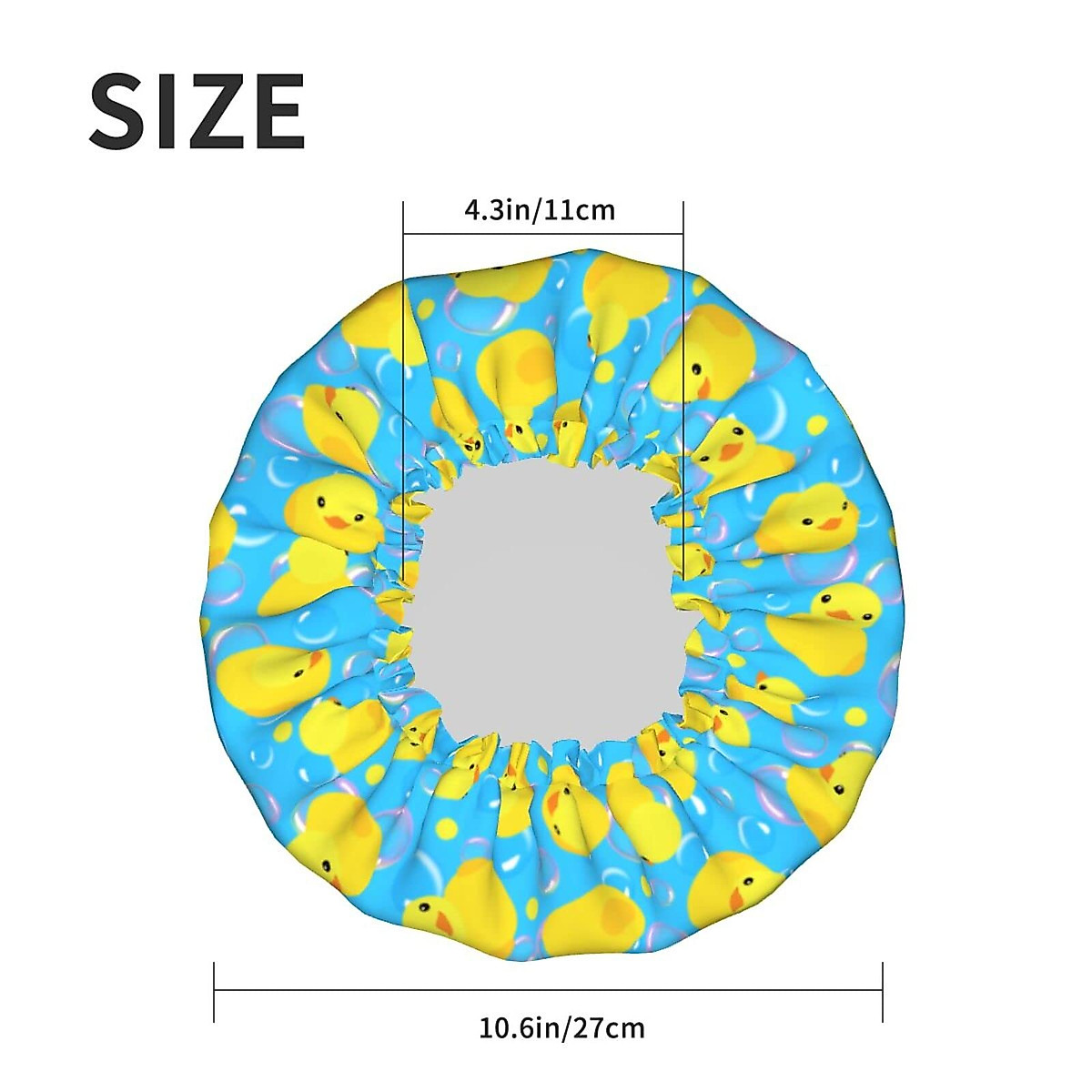 Yellow Rubber Ducks Shower Cap For Women Adjustable Double Waterproof Layers Bathing Shower Hat Hair Protection Reusable Ladies Spa Salon Shower Hat