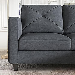 HONBAY Sectional Sleeper Sofa U Shaped Couch with Storage Ottoman for Living Room, Bluish Grey