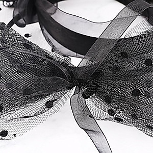 Hicarer 3 Pieces 80's Black Lace Headband with Bow 80s Theme Costumes Party Accessories Neon Lace Bow Headband for Women(Black)