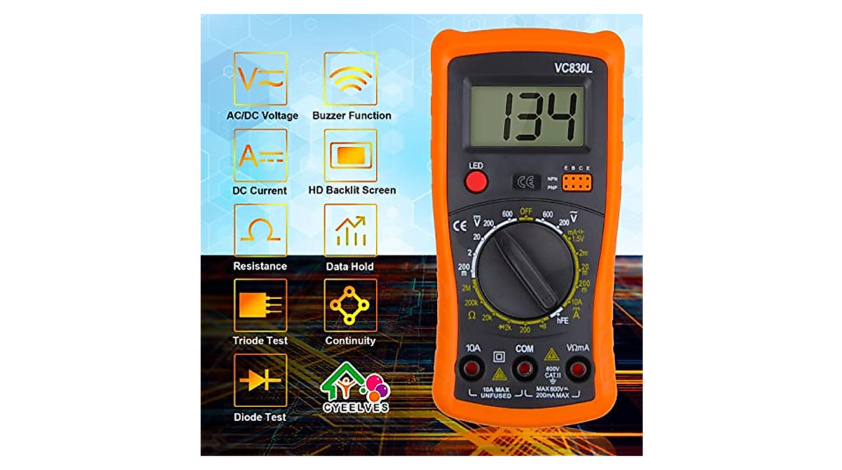 Digital Multimeter with Backlight for Accurate Voltage & Resistance Testing