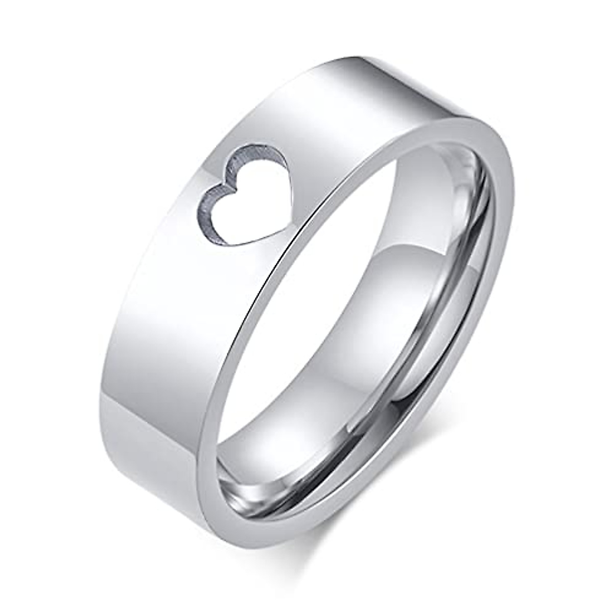 MZZJ Set of 3 Best Friend Ring Band Moon Sun Star Ring Personalized Friendship Ring Minimalist 6MM Black Stainless Steel Heart Shape Cut out Flat Stackable Knuckle Ring Wedding Band,Bridesmaid Gift