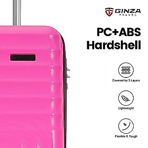 PRIMICIA GinzaTravel 2-Piece Luggage Sets Expandable Suitcases with 4 Wheels PC+ABS Durable Hardside Luggage sets TSA lock(Rose Red, 2-Piece Set(20"/29"))
