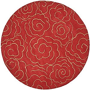 SAFAVIEH Soho Collection 8' Round Red SOH812A Handmade Premium Wool & Viscose Area Rug