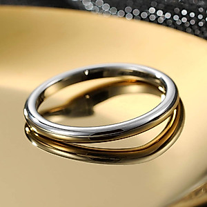 THREE KEYS JEWELRY Womens Charming Jewelry 2mm Silver Tungsten Polished Wedding Carbide Ring Band for Women Engagement Size 6