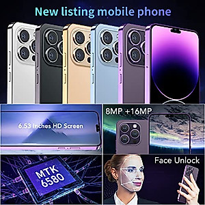 TUORE Big Screen Smartphone, Rear Front Camera 2.0GHz 2 Card 2 Standby Amazing Clarity 3G Smartphone 3500mAh Battery Fast Positioning 100-240V for Daily Use (Blue)