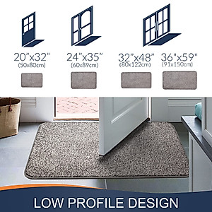 Walensee Indoor Doormat, Front Door Mat for Entrance (20"x32" Light Grey) Machine Washable Entryway Rug Non Slip Dirt Trapper Door Rugs Absorbent Low Profile Shoes Scraper Inside Floor Mats