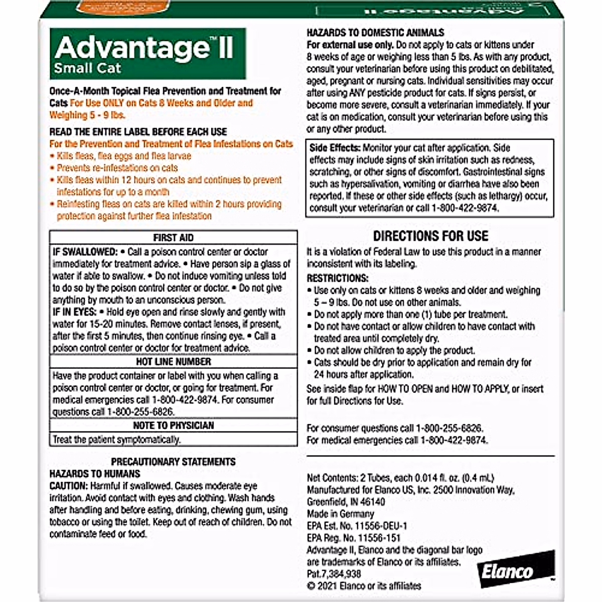 Advantage II for Small Cats (5 - 9 lbs, 2 Months Supply)