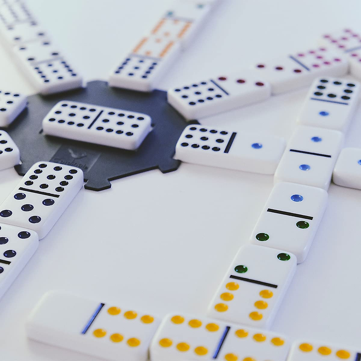 Demteric Mexican Train Dominoes Set Double 12 Dominos Travel Set Family Board Games Set 91 Colored Dot Tiles with Portable Anti-Collision Case