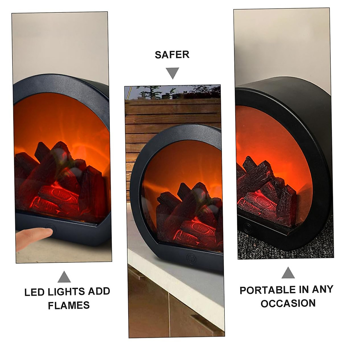 Uonlytech Simulated Fireplace Wind Lamp LED Nightlight Faux Fireplace LED Decor Living Room Light Tabletop Lamp LED Flame Lamp Simulated Fireplace Light LED Plastic Desk Lamp Desktop Lamp