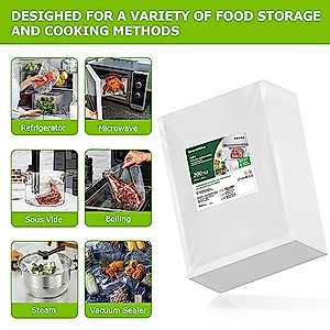 Bonsenkitchen Vacuum Food Sealer Bags 200 Quart 8" x 12', BPA Free, Commercial Grade Textured Food Vacuum Sealer Bag, Thick Embossed Bags for Food Storage and Sous Vide Cooking