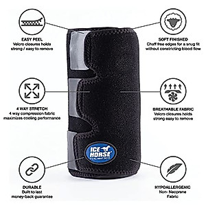 Ice Horse Pair of Tendon Leg Wraps for Equine Therapy - Comes with 4 Ice Packs