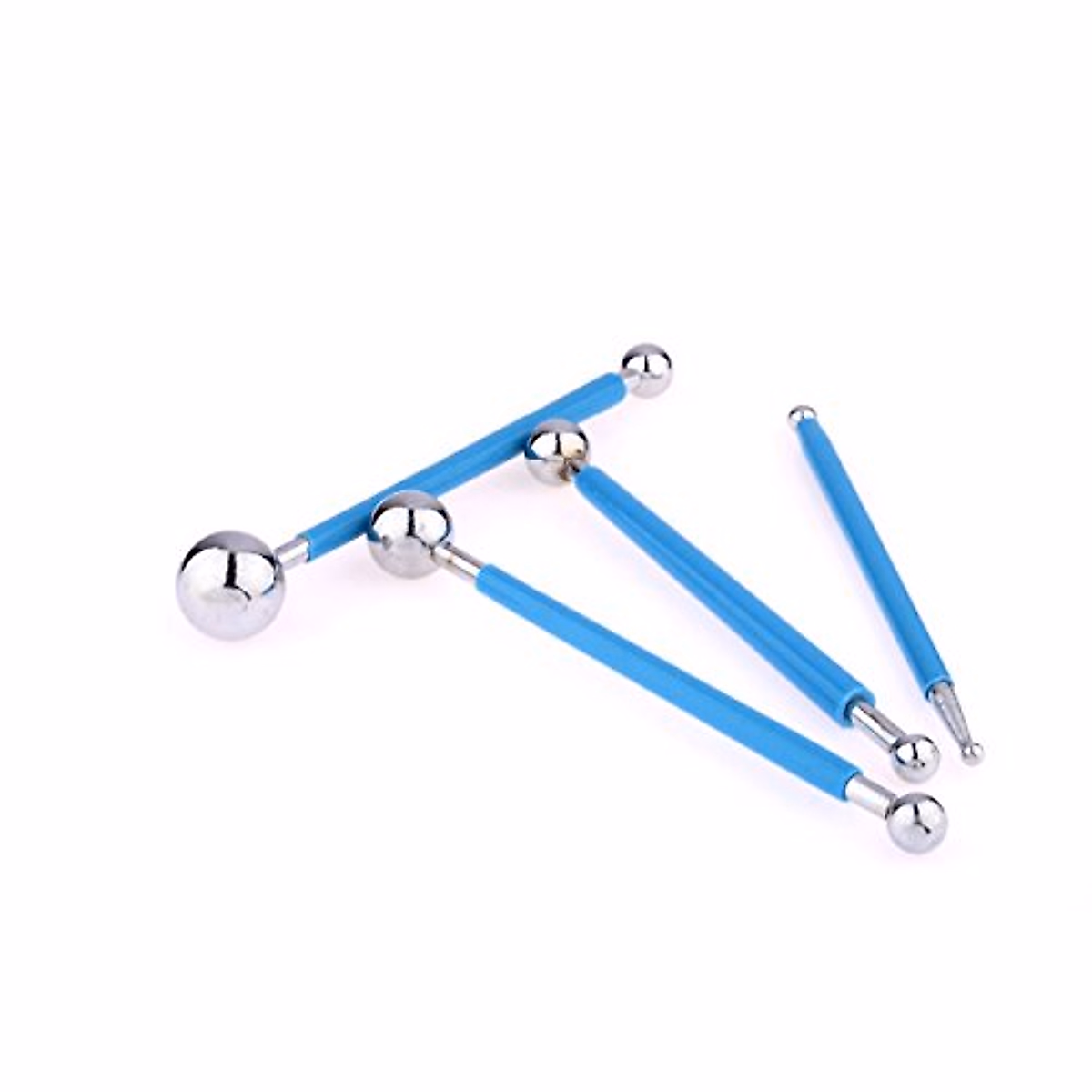 4 x Fondant Cake Decorating Clay Flower Sugarcraft Ball Model DIY Tool 8 Sizes (Blue)