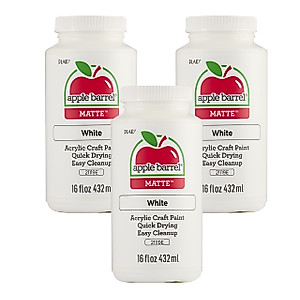 Apple Barrel Acrylic Paint in Assorted Colors, White (Pack of 3) 16 oz, 21119A- (Pack of 3)