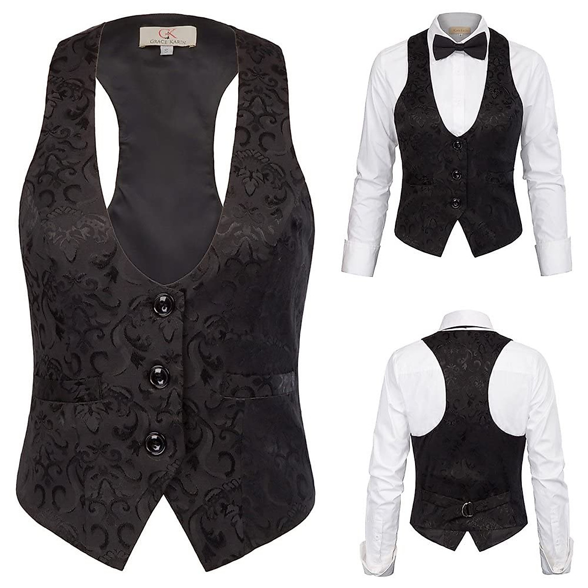 GRACE KARIN Suit Vest For Women Sleeveless Dressy Waistcoat Vest