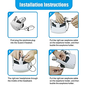 Meijunter Noise Isolating Headphones Jack Cord Cable for Oculus Quest 2 VR Headset - Silicone Earbuds with Storage Bag