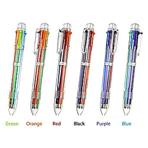 SMTTW 4 Pack 0.5mm 6-in-1 Multicolor Ballpoint Pen - Best for Smooth Writing-Retractable Ballpoint Pens for Office School Supplies Students Children Unique Gifts