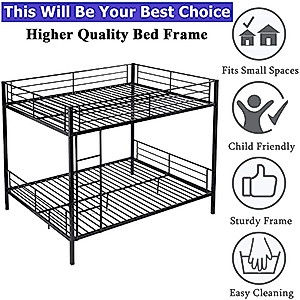 Queen Bunk Beds for Adults, Higher Quality Queen Over Queen Bunk Bed, Heavy Duty Metal Queen Bunk Bed Size for Adults and Kids, Modern Style Bunk Bed Queen Over Queen, Easy Assemble Space Saving