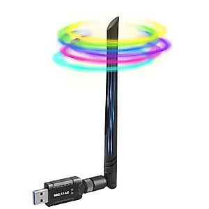 GAROGYI USB 3.0 WiFi Adapter AC1300Mbps for PC, Dual Band Network Adapter with 5.8GHz/2.4GHz High Gain Antenna, for Laptop Desktop Windows 11/10/8.1/8/7/XP/Vista, Mac OS 10.9-10.15,11,12