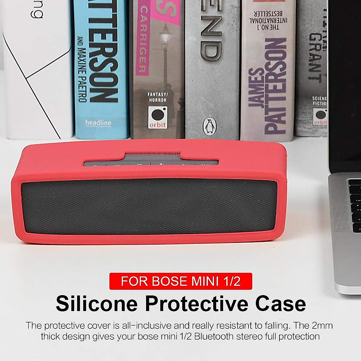 Lorchwise Protective Cover - Portable Shockproof Anti-Fall Silicone Case - for Bose Mini 1/2 Bluetooth Audio (Black, red, White)