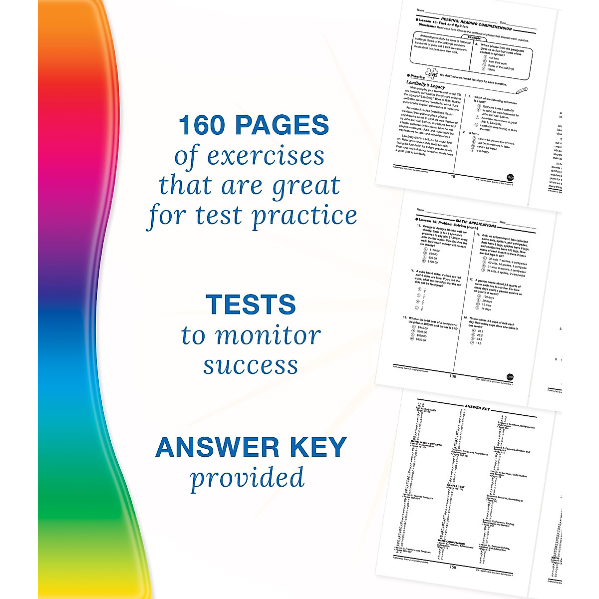 Spectrum Test Practice 7th Grade Workbooks All Subjects, Math, Language Arts, and Reading Comprehension Grade 7 Reproducible Book, Vocabulary, Writing, and Math Practice for Standardized Tests