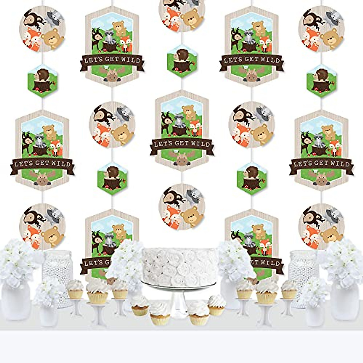 Big Dot of Happiness Woodland Creatures - Baby Shower or Birthday Party DIY Dangler Backdrop - Hanging Vertical Decorations - 30 Pieces